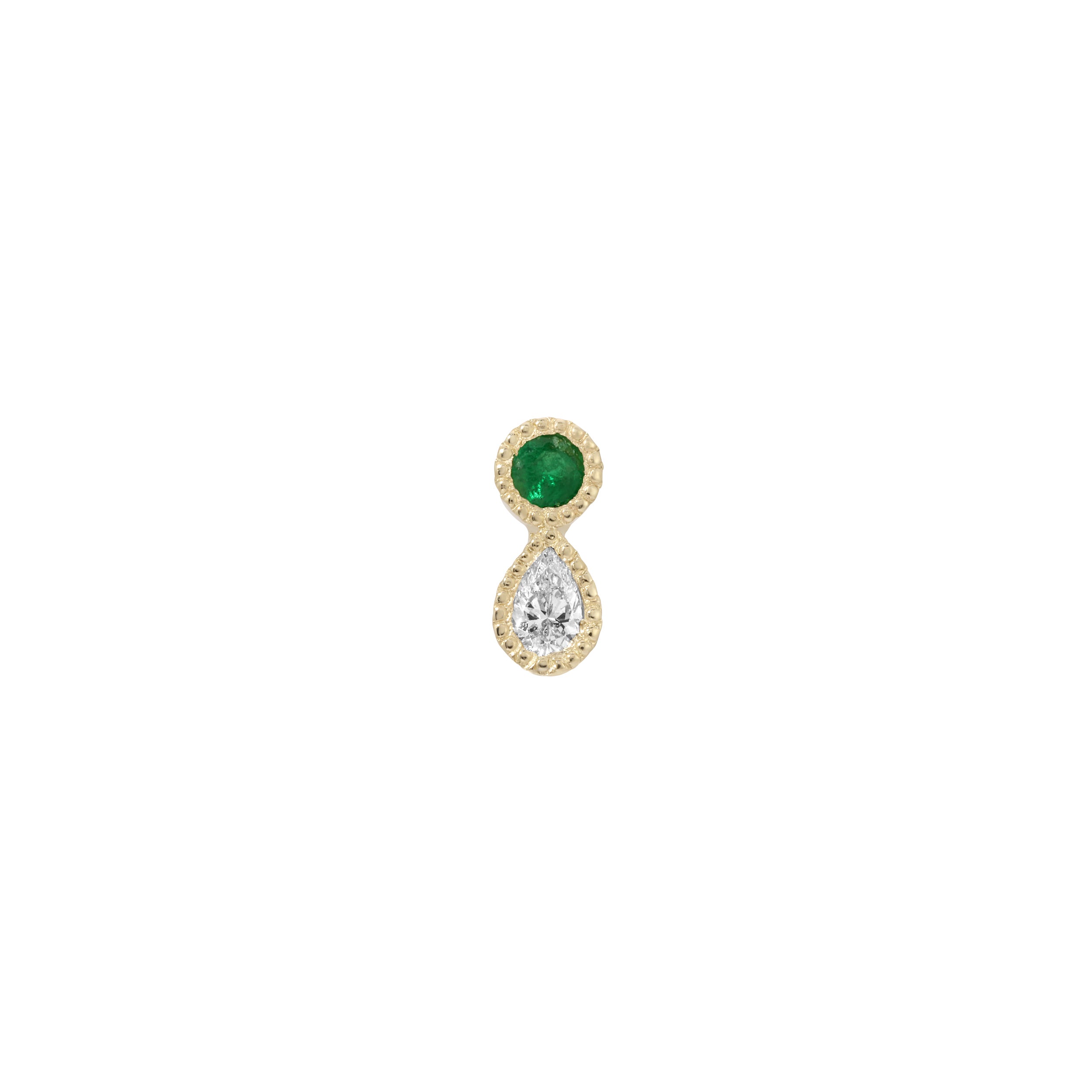 Emerald Diamond Dewdrop Stud (Single)