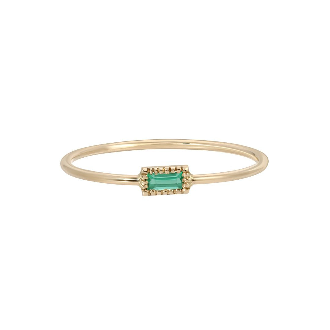 Baguette Emerald Moondrop Ring