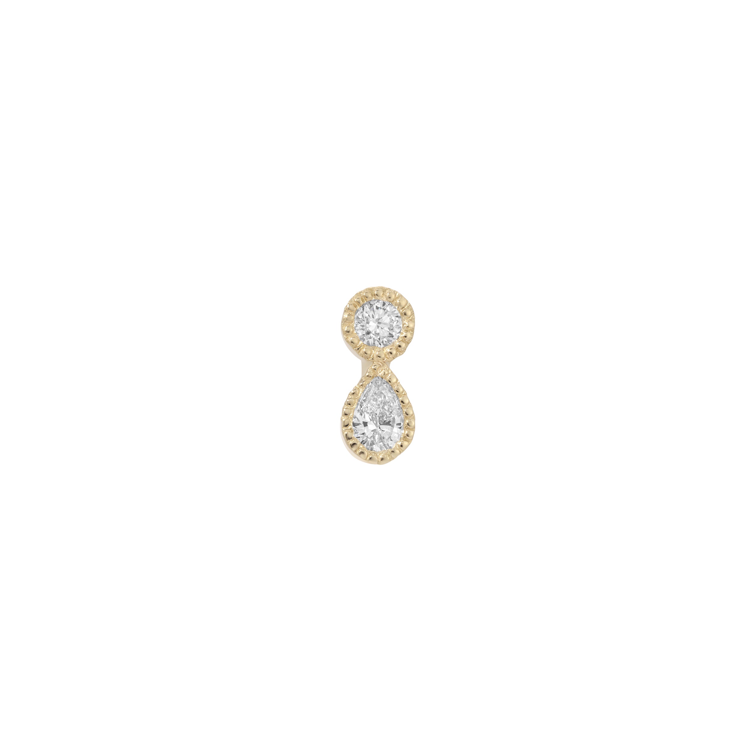 Diamond Dewdrop Stud - Flat Back (Single)