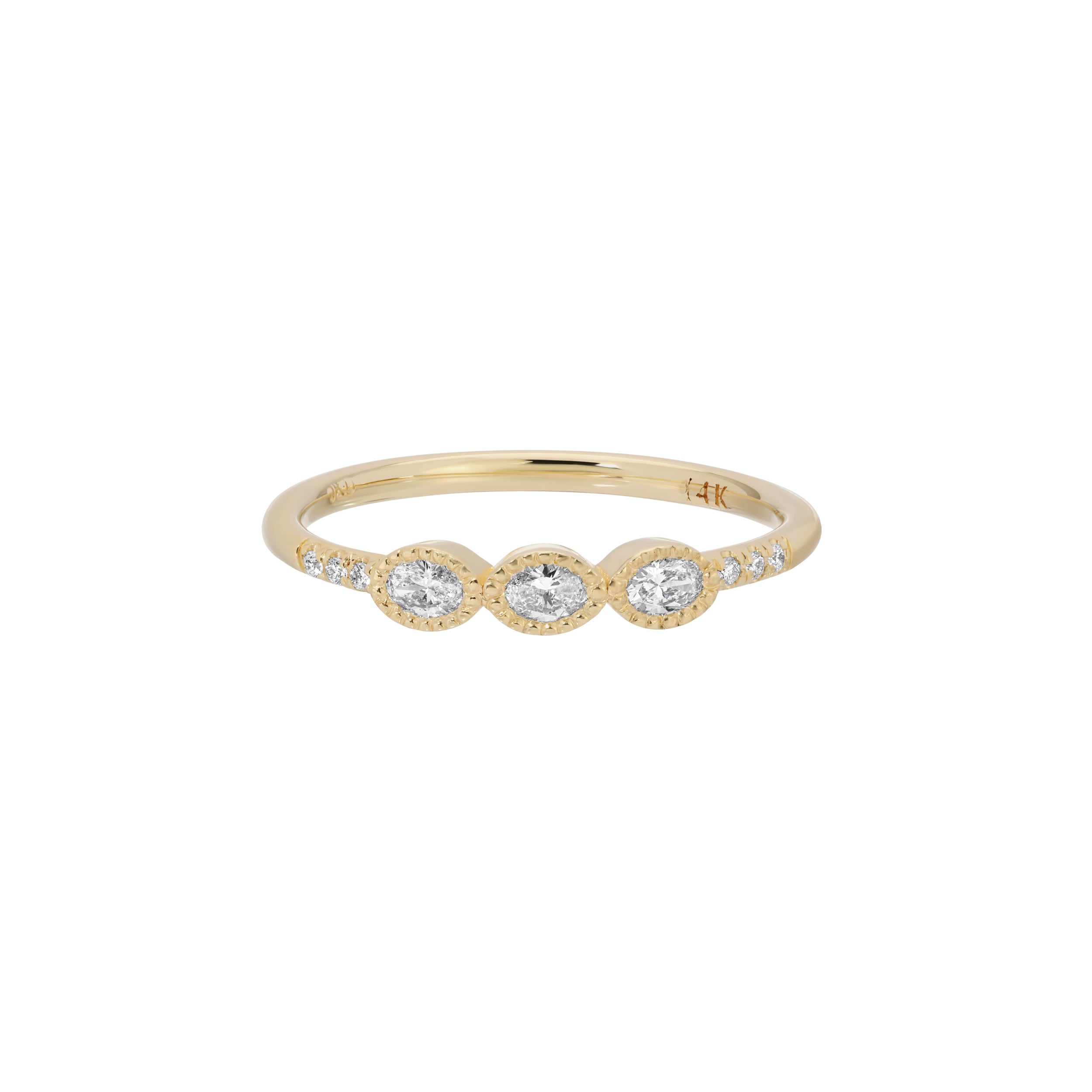 Oval Diamond Triplet Equilibrium Ring