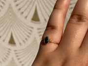 Oval Black Diamond Wisp Gold Ring