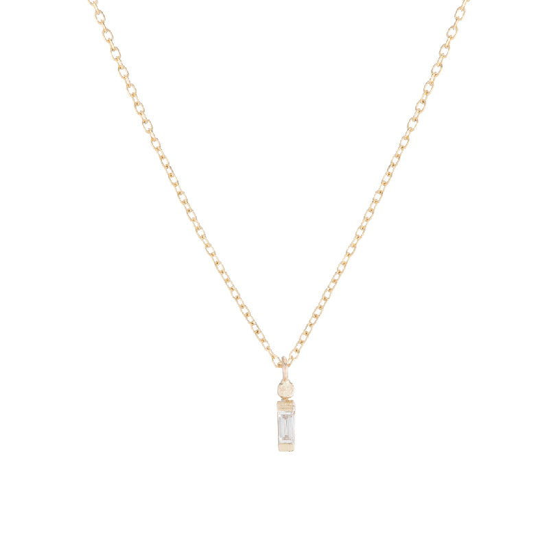 Baguette Diamond Dot Gold Chain Necklace