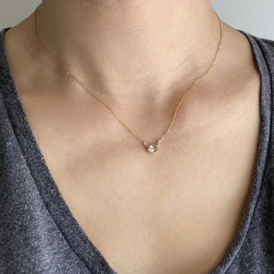 Morganite Green Sapphire Dew Necklace