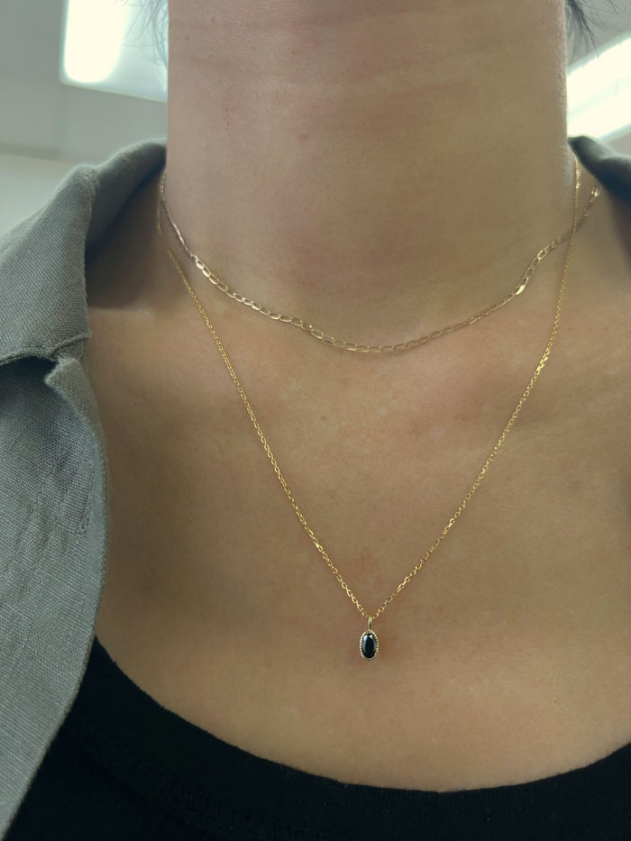 Wisp Oval Black Diamond Gold Necklace